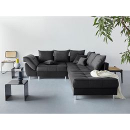 Collection AB Ecksofa &raquo;(Spar-Set) Innsbruck L-Form und Hocker&laquo; Ecksofa und Hocker, Recamiere links oder rechts montierbar schwarz Microfaser 