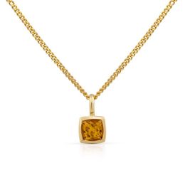 OROLINO Damen Kette mit Anh&auml;nger &raquo;Gold 585 mit echtem Citrin 5x5mm&laquo; gelb