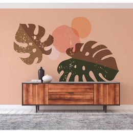 A.S. Cr&eacute;ation Vliestapete &raquo;Fototapete Monstera Bl&auml;tter Beige Braun&laquo; matt strukturiert beige Vlies