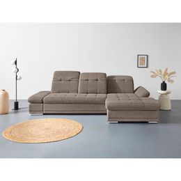 COTTA Ecksofa &raquo;Holiday L-Form mit Sitztiefen-, Armteil- und Kopfteilverstellung&laquo; wahlweise mit Bettfunktion & Bettkasten grau 90% Polyester, 10% 