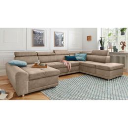 Sit & More sit&more Wohnlandschaft &raquo;Riva U-Form&laquo; wahlweise mit Bettfunktion beige Struktur (100% Polyester);Flachgewebe (100% Polyester);Luxus-Microfaser (100% 