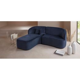 LeGer Home by Lena Gercke Ecksofa &raquo;Dilara L-Form&laquo; gerundete R&uuml;ckenlehne und Front, in 3 Bezugsqualit&auml;ten blau Struktur fein 100% Polyester);Samtoptik 
