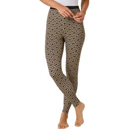 CREATION L PREMIUM Damen Modal-Leggings schwarz-camel-bedruckt Gr&ouml;&szlig;e 52/54