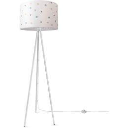 Paco Home Stehlampe &raquo;Trina Dots&laquo; E27 Dreibein Lampenschirm Rund Stoff Standlampe Bunt Punkte Mit Stecker wei&szlig;