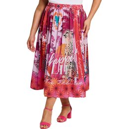 sheego loves miss goodlife Damen Schlupfrock im Multicolor-Print ros&eacute;-orange-bedruckt Gr&ouml;&szlig;e 52