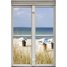queence Wandsticker &raquo;Strandk&ouml;rbe&laquo; Wandsticker, Wandbild, selbstklebend, 3D, Fenster blau