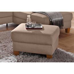Home Affaire Hocker &raquo;Texel&laquo; mit Federkern und Kontrastnaht, F&uuml;&szlig;e Buche eichefarben beige Struktur fein ( 100% Polyester);Luxus-Microfaser (100% 