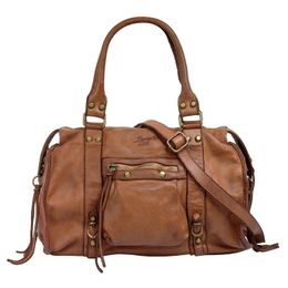 Samantha Look Damen Shopper echt Leder, Made in Italy braun