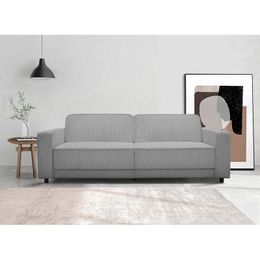 3-Sitzer &raquo;ALLIE Schlafsofa 225 cm&laquo; Bett-Funktion (108/190cm), trendiger Cord o. pflegeleichter Velours grau 100% Polyester