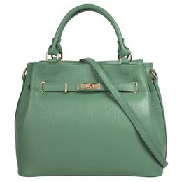 Samantha Look Damen Henkeltasche echt Leder, Made in Italy, ger&auml;umige Henkeltasche mit Smartphonefach gr&uuml;n