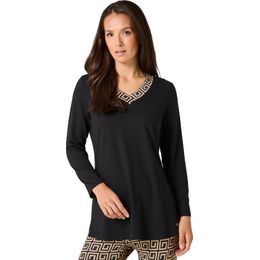CREATION L PREMIUM Damen Modal-Longshirt schwarz-camel Gr&ouml;&szlig;e 40/42