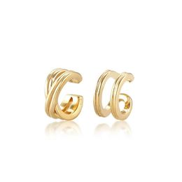 Elli Damen Paar Ohrhaken &raquo;Earcuff ohne Stein 925 Sterling Silber&laquo; gold
