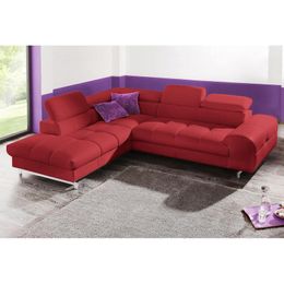 COTTA Ecksofa &raquo;Chef L-Form&laquo; mit Kopfteilverstellung, edle Metallkufen, wahlweise mit Bettfunktion rot Luxus-Microfaser (100% Polyester);Kunstleder 