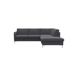 FLEXLUX Ecksofa &raquo;Fiore, L-Form&laquo; schmale Armlehnen, F&uuml;&szlig;e alufarben, B/T 234/225 cm, Kaltschaum im Sitz grau 100% Polyester