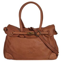 Samantha Look Damen Shopper echt Leder, Made in Italy braun