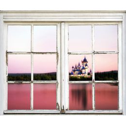 queence Wandsticker &raquo;Schloss am Meer&laquo; Wandsticker, Wandbild, selbstklebend, Schloss, Meer, Wasser rot
