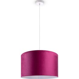 Paco Home Pendelleuchte &raquo;Hugo uni Color&laquo; E27 Wohnzimmer Lampenschirm aus Velour Unifarben Deko E27 Kabel 1,5m lila