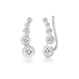 Elli Damen Paar Ohrstecker &raquo;Ohrklemme Earclimber, mit Kristallen von Swarovski &laquo; silber