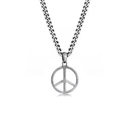Kuzzoi Herren Kette mit Anh&auml;nger &raquo;Herrenkette Peace Oxidiert 925 Silber&laquo; silber