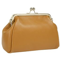 CLUTY Damen Abendtasche echt Leder, Made in Italy gelb