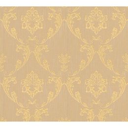 ARCHITECTS PAPER Textiltapete &raquo;Metallic Silk&laquo; Barock gl&auml;nzend matt leicht strukturiert Ornament Tapete Barock Tapeten Wohnzimmer Schlafzimmer K&uuml;che Flur B&uuml;ro gold 