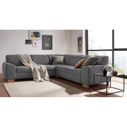 DOMO collection Ecksofa &raquo;Incanto kubische Formensprache, komfortabel, flache Armlehnen, L-Form&laquo; wahlweise mit Bettfunktion grau