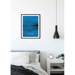 Komar Bild &raquo;Word Lake Reflection Blue&laquo; Natur 1 Stk. tlg. Wandbild zur Dekoration - ohne Rahmen bunt Holz, Papier