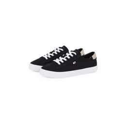 Tommy Hilfiger Damen Plateausneaker &raquo;VULC CANVAS LACE UP SNEAKER&laquo; , Freizeitschuh, Halbschuh, Schn&uuml;rschuh, in schmaler Form schwarz 35