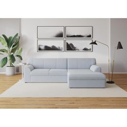 DOMO collection Ecksofa &raquo;Topper, elegant und zeitlos, kompaktes Stellma&szlig; 245/155cm, L-Form&laquo; mit Recamiere, wahlweise mit Schlaffunktion blau