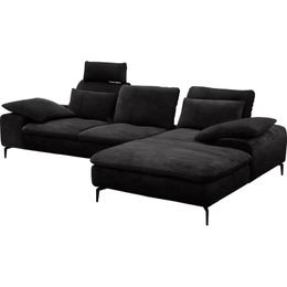 W.Schillig Ecksofa &raquo;valentinoo, Designsofa, bequem, elegant und zeitlos, L-Form&laquo; inklusive Hocker, mit Sitztiefenverstellung, Breite 299 cm schwarz 