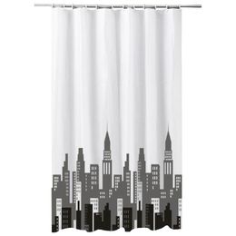 ADOB Duschvorhang &raquo;City&laquo; Breite 180 cm H&ouml;he 200 cm, waschbar, inkl. 12 Vorhangringe wei&szlig; Polyester
