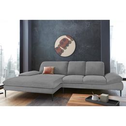 W.Schillig Ecksofa &raquo;enjoy&MORE, Designsofa, elegant und bequem, L-Form&laquo; Sitztiefenverstellung, F&uuml;&szlig;e schwarz pulverbeschichtet, Breite 310 cm grau 