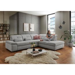 Die PlanBar Ecksofa &raquo;MP-IN16012 L-Form Kaltschaum-Polsterung&laquo; inkl. Sitztiefenverstellung, optional mit Funktionen silber 85% Polyester;15% Nylon