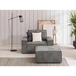 Home Affaire Sessel &raquo;SHERWOOD&laquo; Loveseat und Hocker im Set, passend zur Polster-Serie SHERWOOD grau 100% Polyester