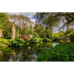 papermoon Fototapete &raquo;Fluss durch Garten&laquo; bunt Vlies