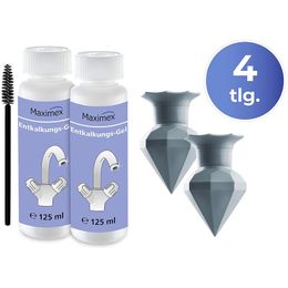 Maximex Reinigungs-Set &raquo;Entkalkungsgel und Diamond Clean Silikon-Entkalker&laquo; f&uuml;r Wasserh&auml;hne, Armaturen, Glaskeramikfelder, je 125 ml, Zitrusduft blau