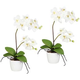 Creativ green Kunstpflanze &raquo;Orchidee Phalaenopsis&laquo; im Keramiktopf wei&szlig; Kunststoff, Polyester