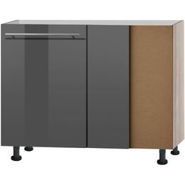 Optifit Eckunterschrank &raquo;Bern&laquo; 100 cm breit, mit 1 T&uuml;r mit h&ouml;henverstellbaren F&uuml;&szlig;en, mit Metallgriff grau