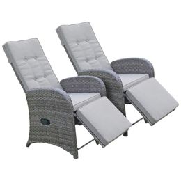 Garden Pleasure Loungesessel &raquo;SALERNO&laquo; Set, 2 Stk. tlg. Polyrattan, verstellbar, inkl. Auflagen, grau grau