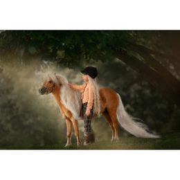papermoon Fototapete &raquo;PALOMINO MINIATURE PFERD-M&Auml;DCHEN WINTER TIER PONY MINI&laquo; bunt Vlies