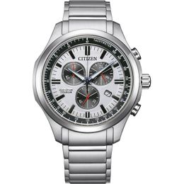Citizen Herren Chronograph Armbanduhr, Herrenuhr, Solar, Stoppfunktion, Titan, Saphirglas silber