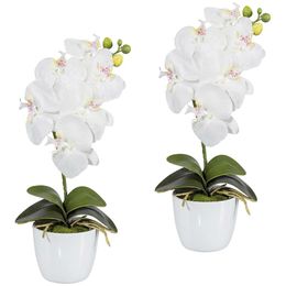 Creativ green Kunstpflanze &raquo;Orchidee Phalaenopsis&laquo; im Keramiktopf wei&szlig; Kunststoff, Polyester