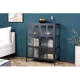 Riess Ambiente Industrial Vitrine DURA STEEL 80cm schwarz Metall Riffelglas Riess-Ambiente Industrie & Loft Modern