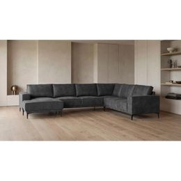 OTTO home Wohnlandschaft &raquo;OLAND U-Form, XXL, B: 342 cm, Skandi-Design&laquo; Skandi-Design in Struktur, Flachgewebe, Luxus-Microfaser, Boucle grau 100% 