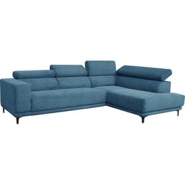 Alina Ecksofa &raquo;Hikari&laquo; wahlweise mit Sitzvorzug, in modernem Cordstoff, Breite 302 cm blau Cord GCT (92% Polyester, 8% Nylon)