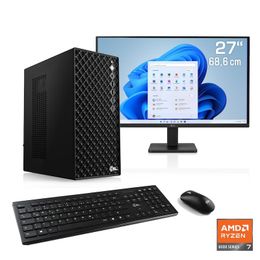 CSL PC-Komplettsystem &raquo;Mystic V24121&laquo; 27 &prime;&prime; AMD Ryzen 7 16 GB RAM 1.000 GB SSD schwarz Inkl. 27 Zoll Full-HD Monitor, Maus, Tastatur, 300 MBit/s WLAN-