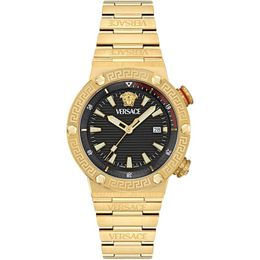 Versace Herren &raquo;GRECA LOGO DIVER&laquo; Quarzuhr, Armbanduhr, Herrenuhr, Datum, Stoppfunktion, Swiss Made gold