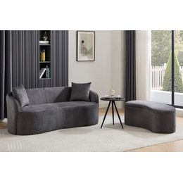 Riess Ambiente Extravagantes Sofa ELEMENTAL 180cm graphit grau Samt 2-Sitzer Couch organische Form Riess-Ambiente Wohnzimmer Glamour Modern