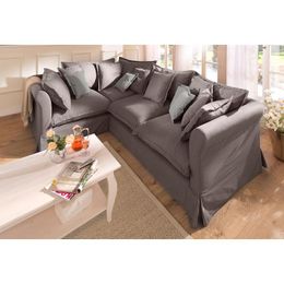 Home Affaire Ecksofa &raquo;Luise L-Form&laquo; mit vielen losen Kissen und abnehmbarer Husse braun Struktur 100% Polyester