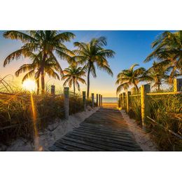 papermoon Fototapete &raquo;Strand mit Palmen&laquo; bunt Vlies